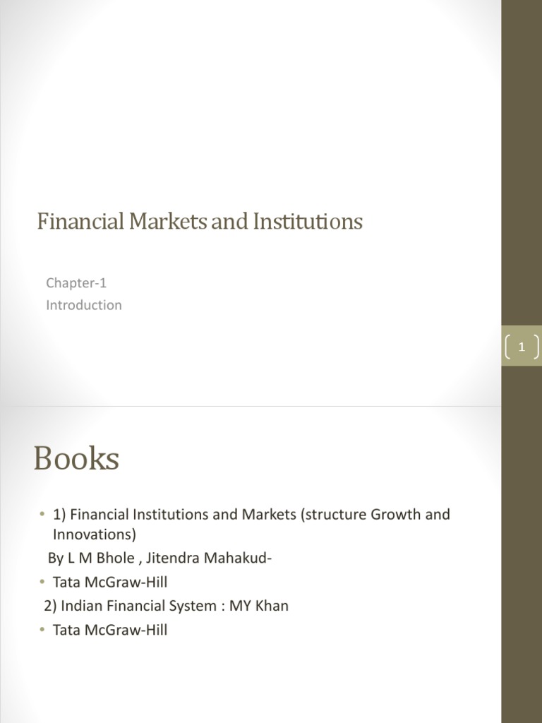 Financial Markets and Institutions: Chapter-1 | PDF | Securities ...