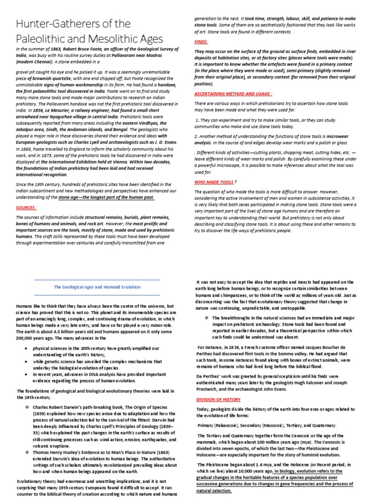 Hunter-Gatherers of The Paleolithic and Mesolithic Ages: Finds | PDF ...