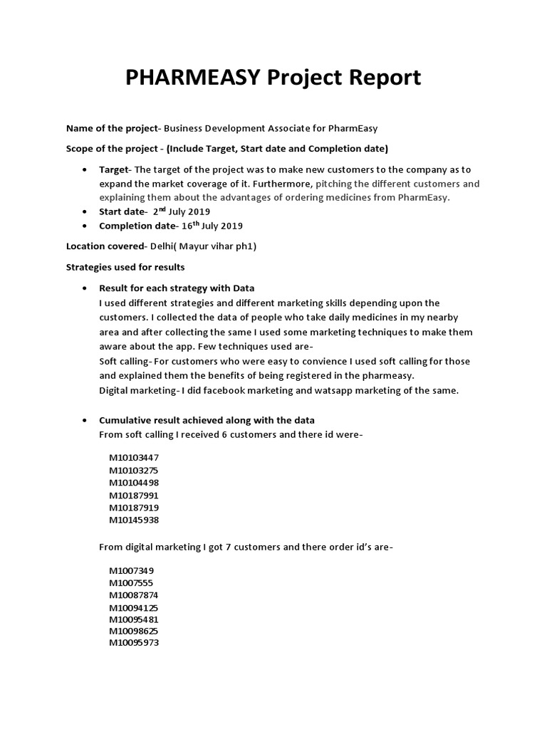 PharmEasy Business Development Report | PDF | Business | Finance ...
