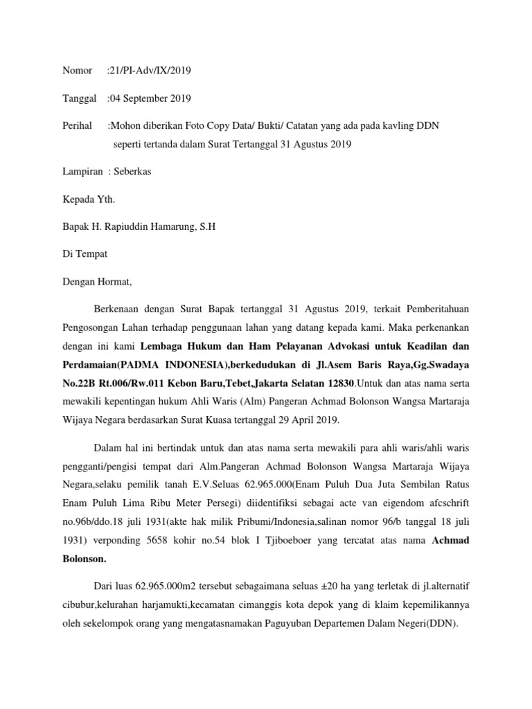 Surat H Rapiudin DDN | PDF