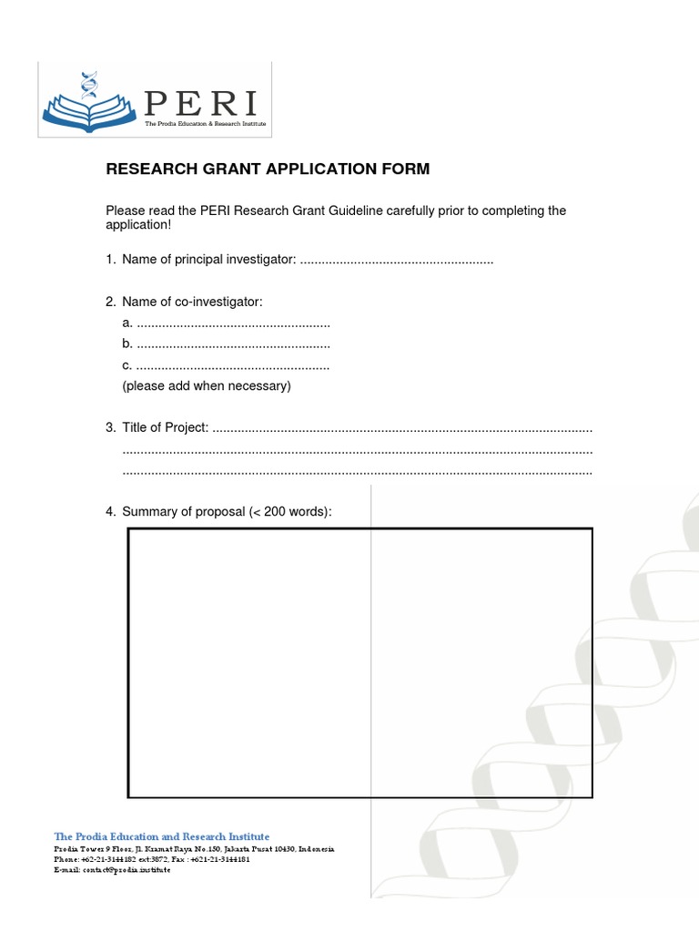 Research Grant Application Form | PDF