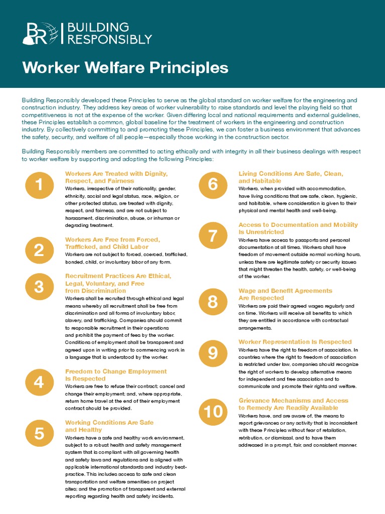 Worker Welfare Principles in Construction | PDF | Freedom Of ...