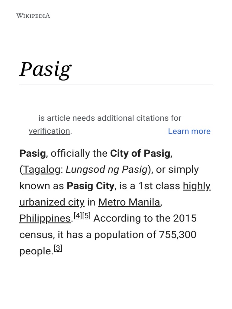 Pasig - Wikipedia | PDF