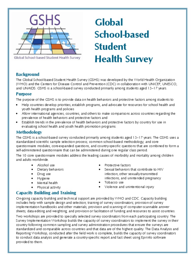 Global School-Based Student Health Survey: Background | PDF | Youth ...