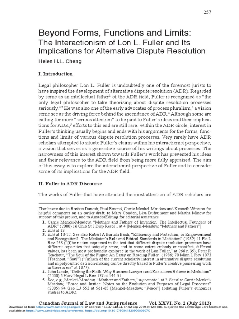 Beyond Forms Functions and Limits The Interactionism of Lon L Fuller ...