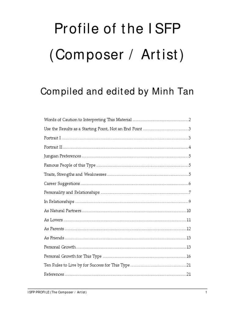 Profile of The ISFP (Composer / Artist) : Compiled and Edited by Minh ...