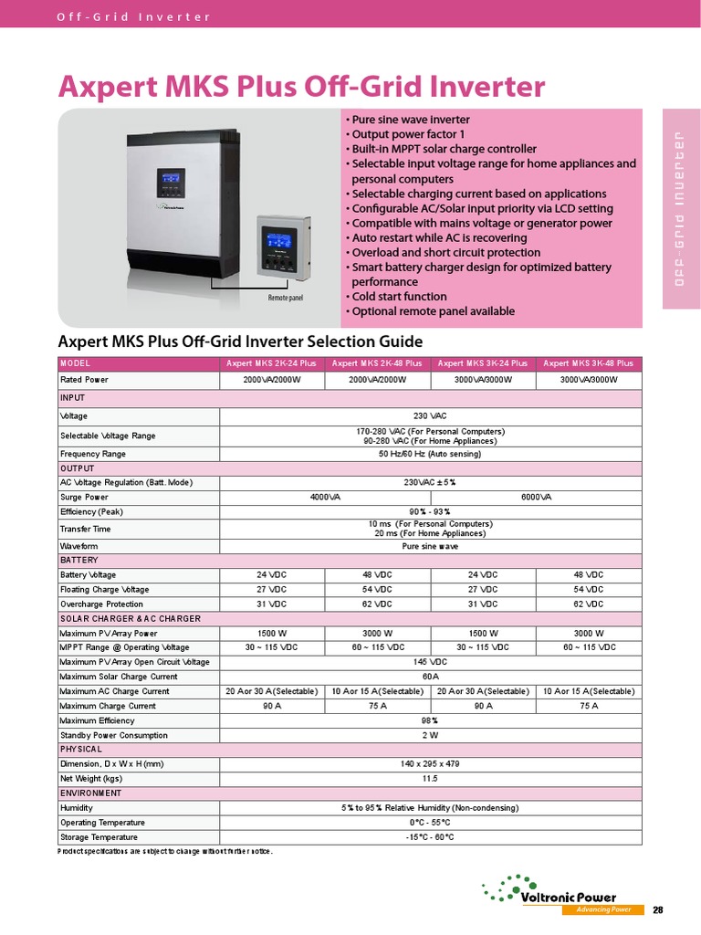Axpert Mks Plus | PDF | Power Inverter | Battery Charger