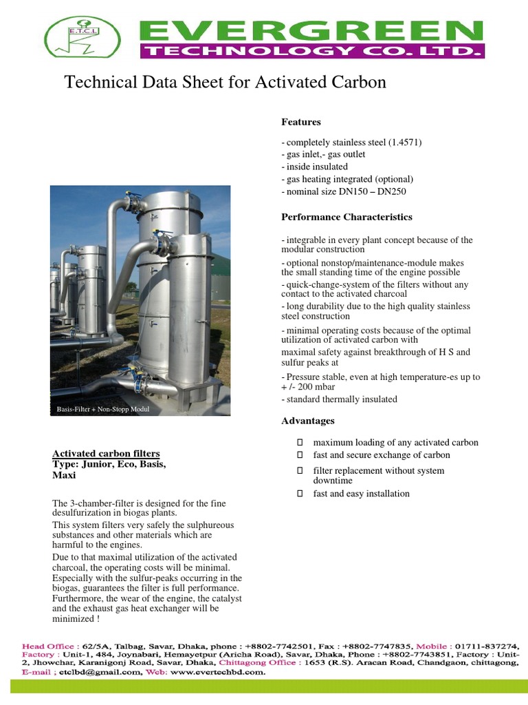 Activated Carbon Technical Data Sheet | PDF | Carbon | Stainless Steel
