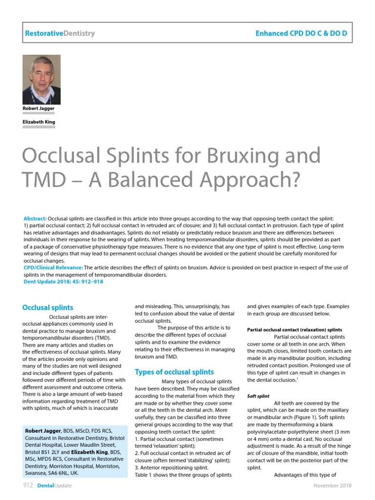 Occlusal Splints For Bruxing | PDF | Dentistry | Medical Specialties