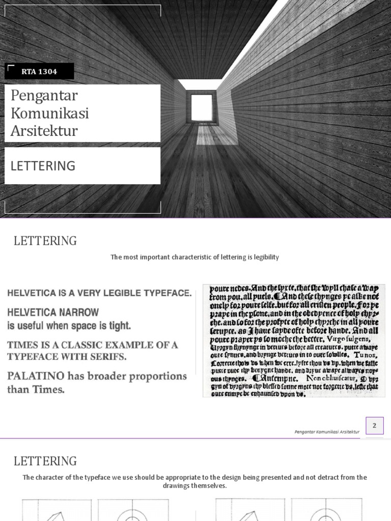 Pengantar Komunikasi Arsitektur: Lettering | PDF | Typefaces | Serif