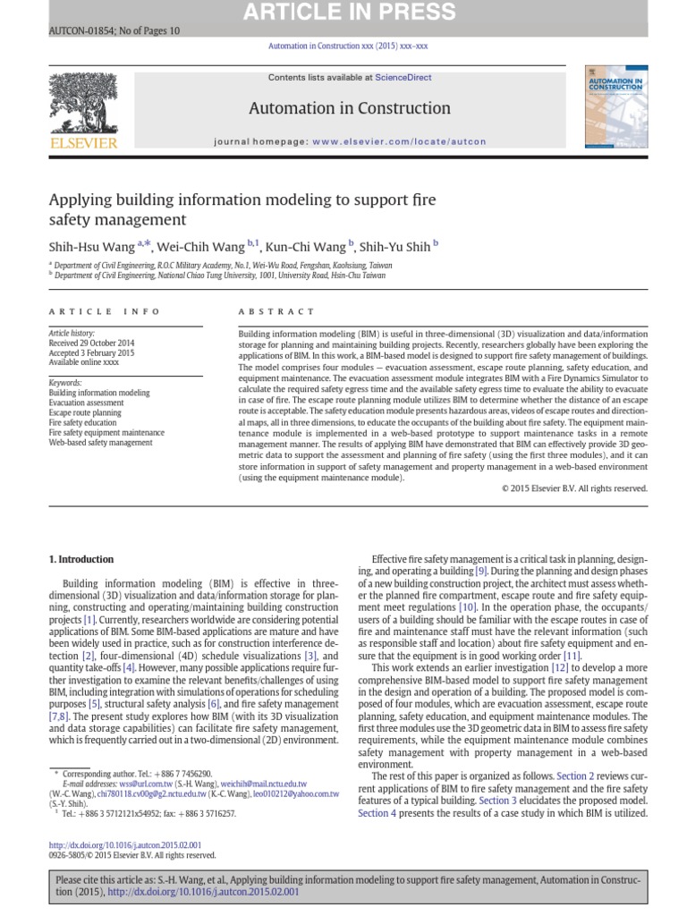 Automation in Construction: Shih-Hsu Wang, Wei-Chih Wang, Kun-Chi Wang, Shih-Yu Shih | PDF ...