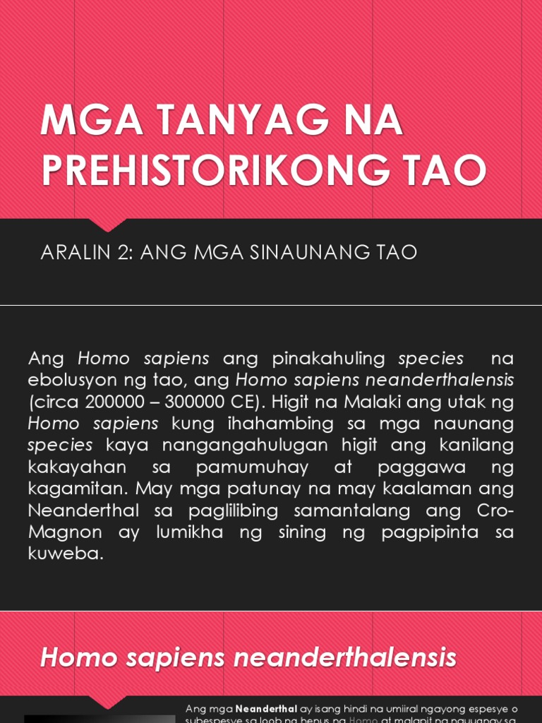 Mga Tanyag Na Prehistorikong Tao | PDF
