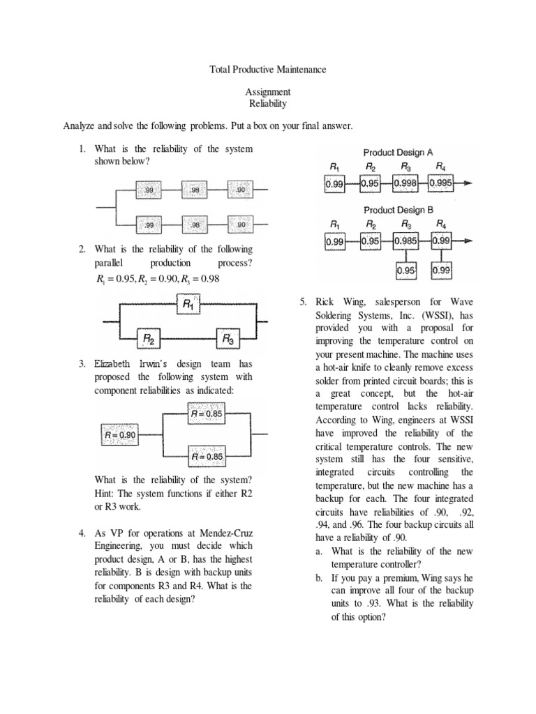 Assignment Reliability | PDF | Reliability Engineering | Engineering Assignment Reliability | PDF | Reliability Engineering | Engineering