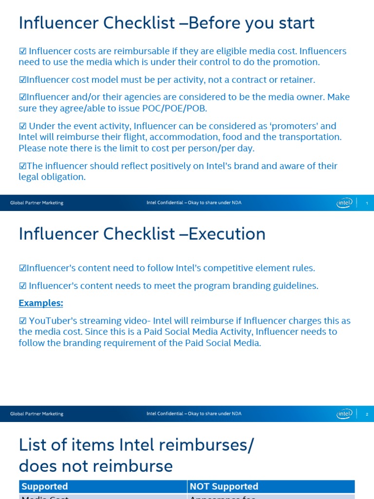 Influencer Check List | PDF | Mass Media | Advertising