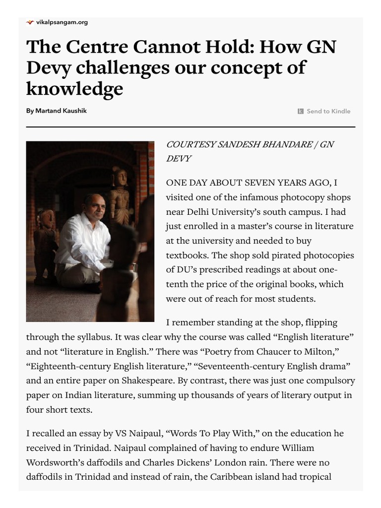 How GN Devy Challenges Our Concept of Knowledge | PDF | Postcolonialism ...