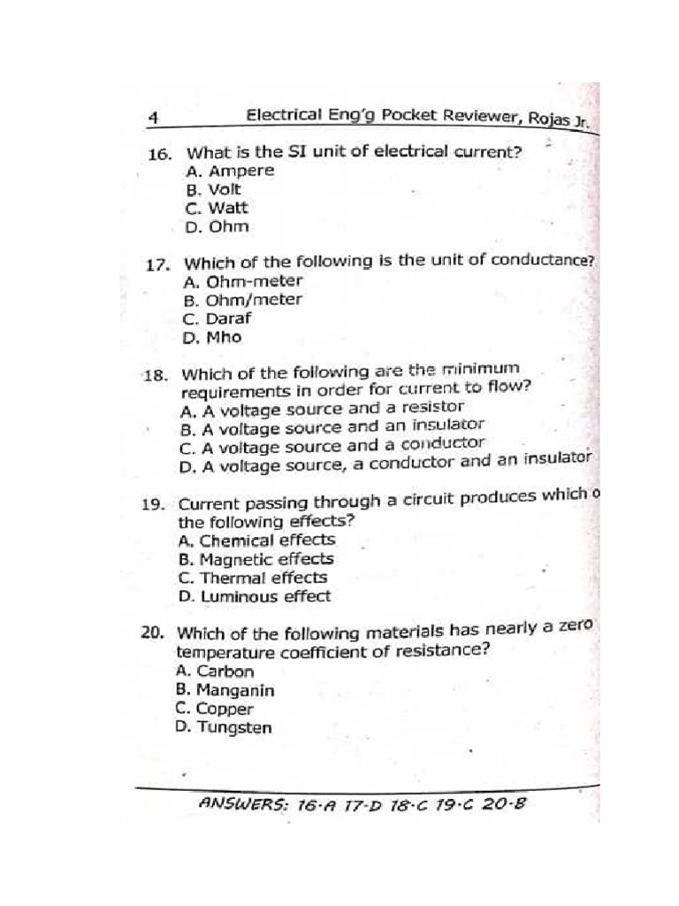 EE Board Exam Reviewer 1-100 | PDF