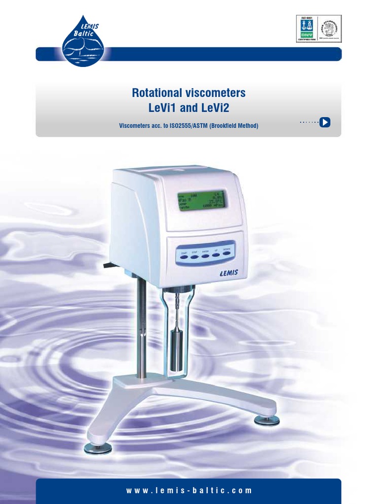 Rotational Viscometers Levi1 and Levi2: Viscometers Acc. To Iso2555 ...