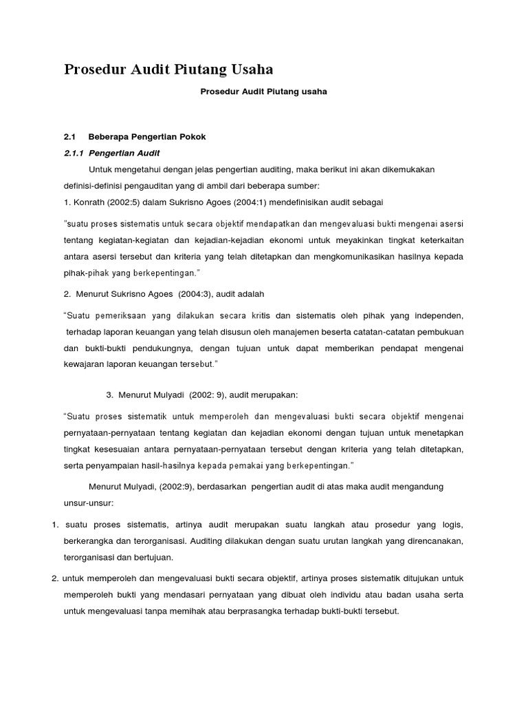 Prosedur Audit Piutang Usaha | PDF