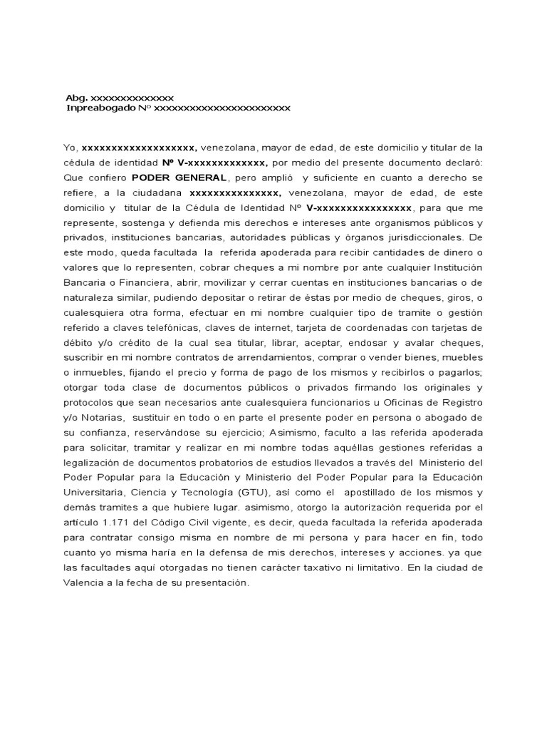 Poder General Modelo Gtu | PDF | Cheque | Bancos