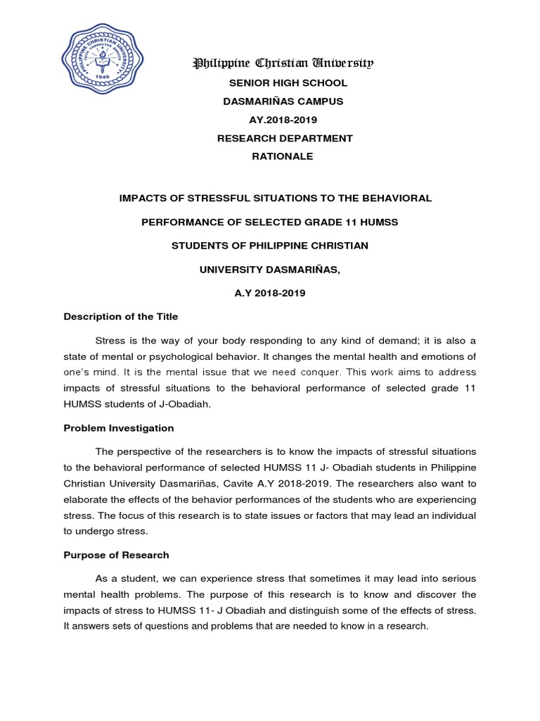 Group 2 Research Paper | PDF | Stress (Biology) | Behavior