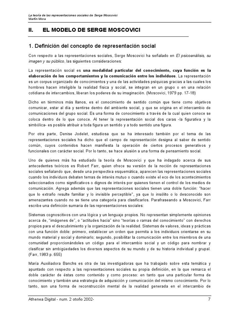 Modelo de Serge Moscovici | PDF | Conocimiento | Modelo conceptual