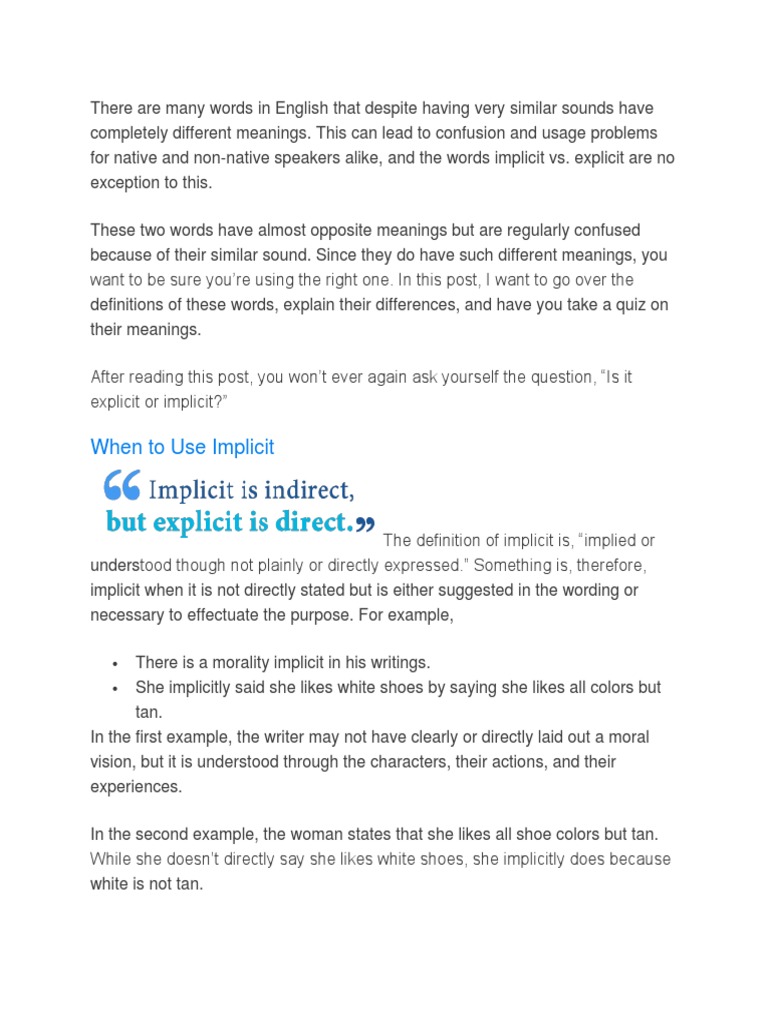 Explicit and Implicit | PDF | Question | Human Communication