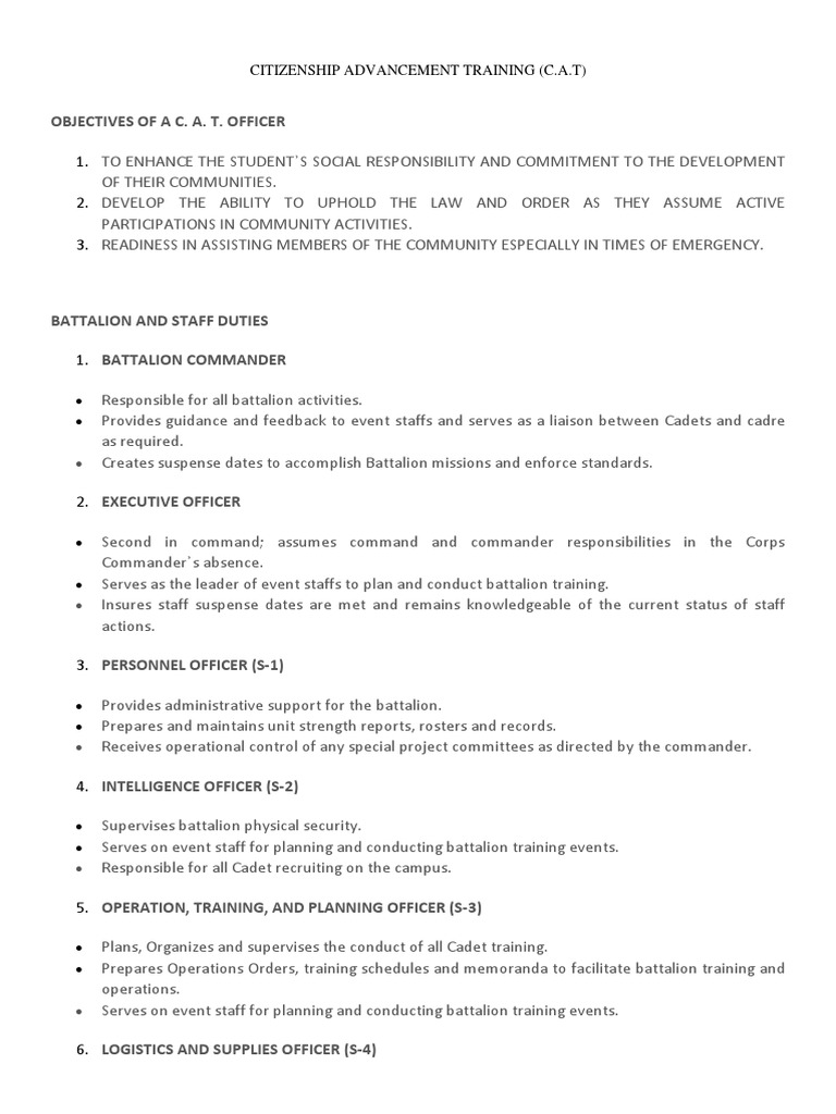 Cat Ranks | PDF | Staff (Military) | Battalion