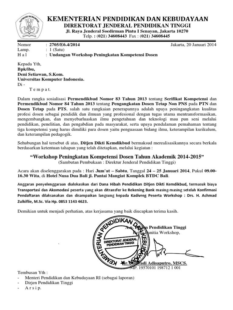 Contoh Surat Undangan Workshop Secara Resmi | PDF