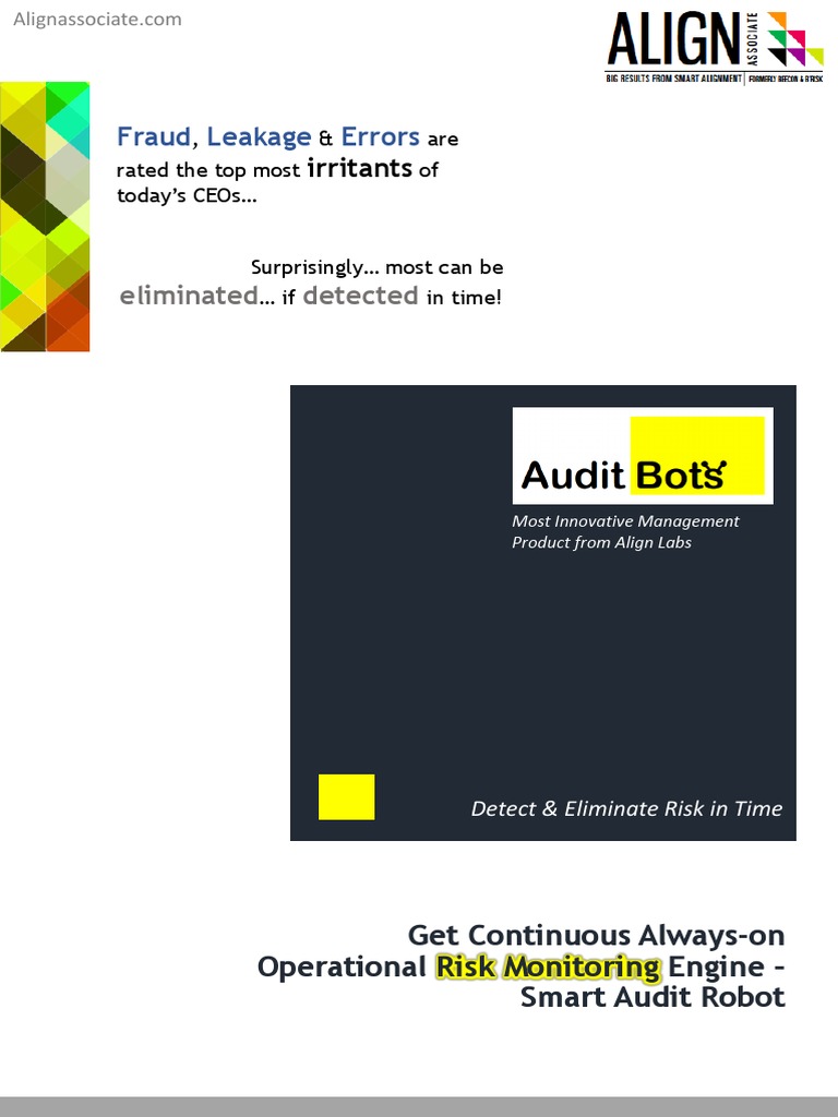 Audit Bots - Brochure | PDF | Risk | Regulatory Compliance