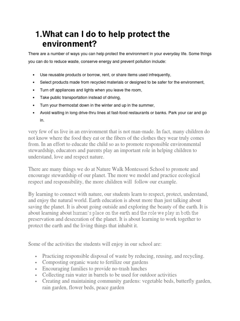 How to Help Protect the Environment in Everyday Life | PDF | Natural ...