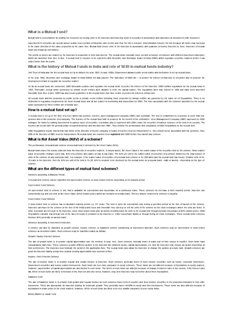 How Is A Mutual Fund Set Up? | PDF | Mutual Funds | Securities (Finance)