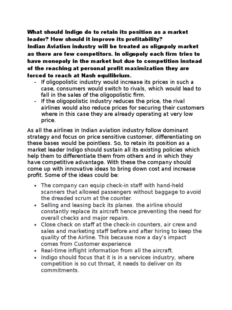 Indigo Case | PDF | Oligopoly | Profit (Economics)