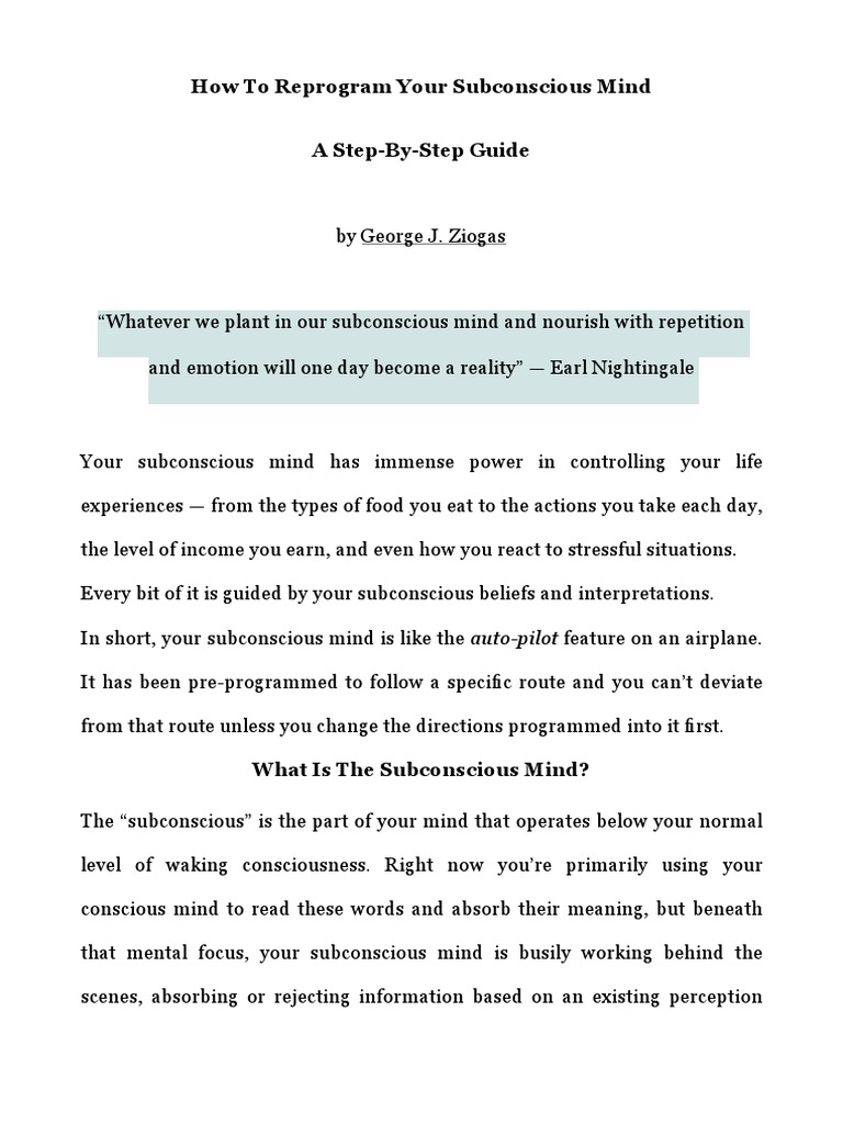 How To Reprogram Your Subconscious Mind | PDF | Hypnosis | Mind