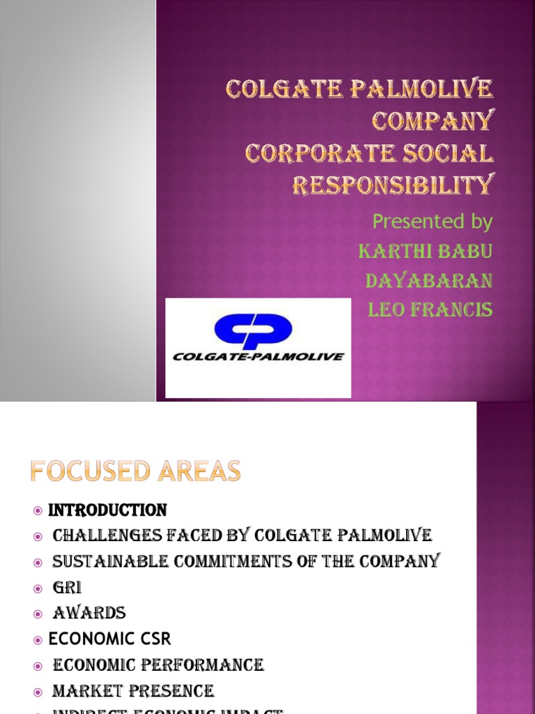 Colgate CSR Report: Economic, Environmental & Social Initiatives | PDF ...