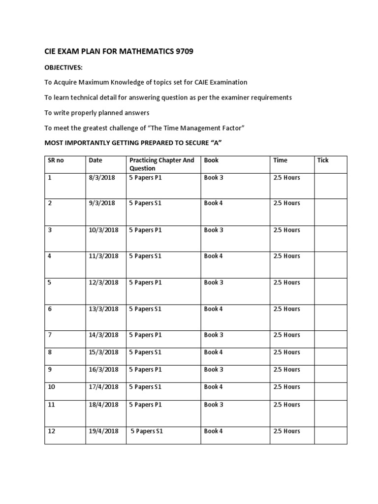 CAIE Math Exam Prep Schedule | PDF | Learning | Educational Assessment ...