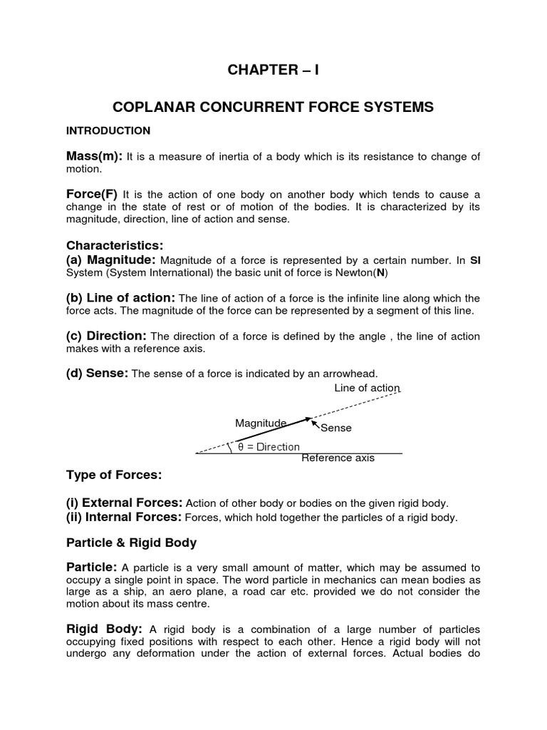 I Coplanar Concurrent Force Systems: Mass (M) | PDF | Sine | Force