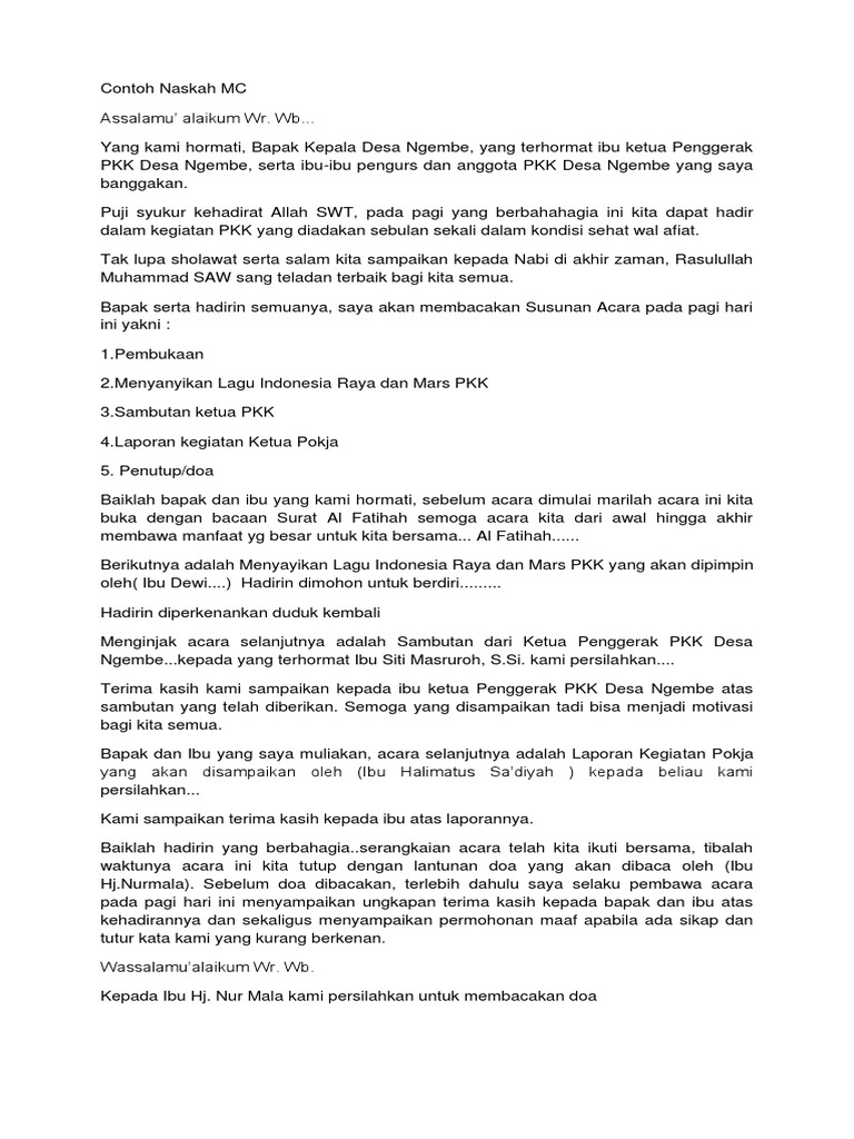 Contoh Naskah MC | PDF