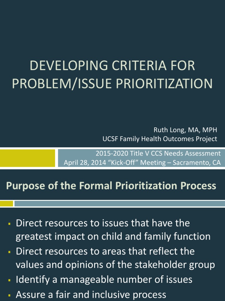 Prioritization Criteria 0 | PDF | Needs Assessment | Health Care