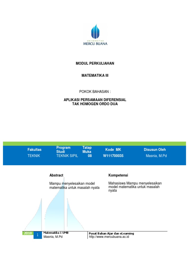 Aplikasi Persamaan Diferensial Orde Dua | PDF | Metode & Bahan Ajar