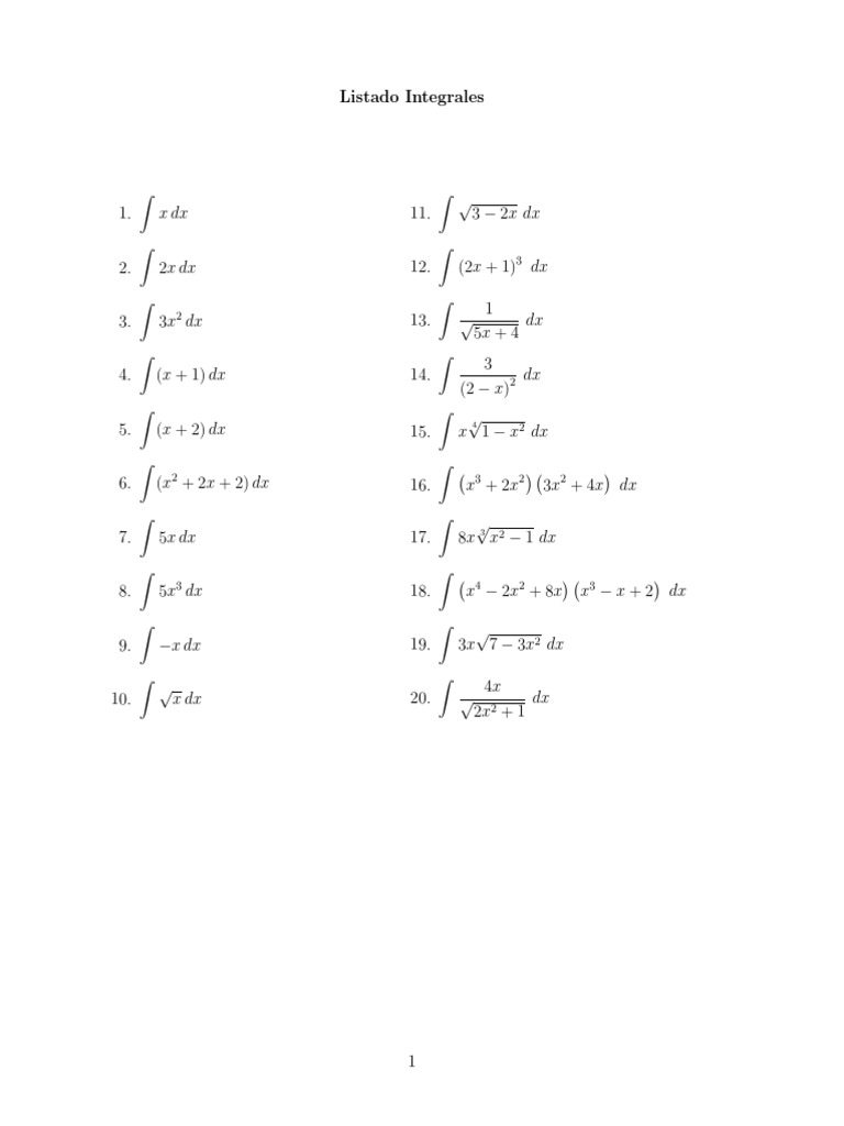 Listado Integrales Básico | PDF