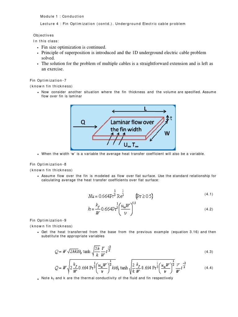 Module 1: Conduction Lecture 4: Fin Optimization (Contd.) - Underground ...