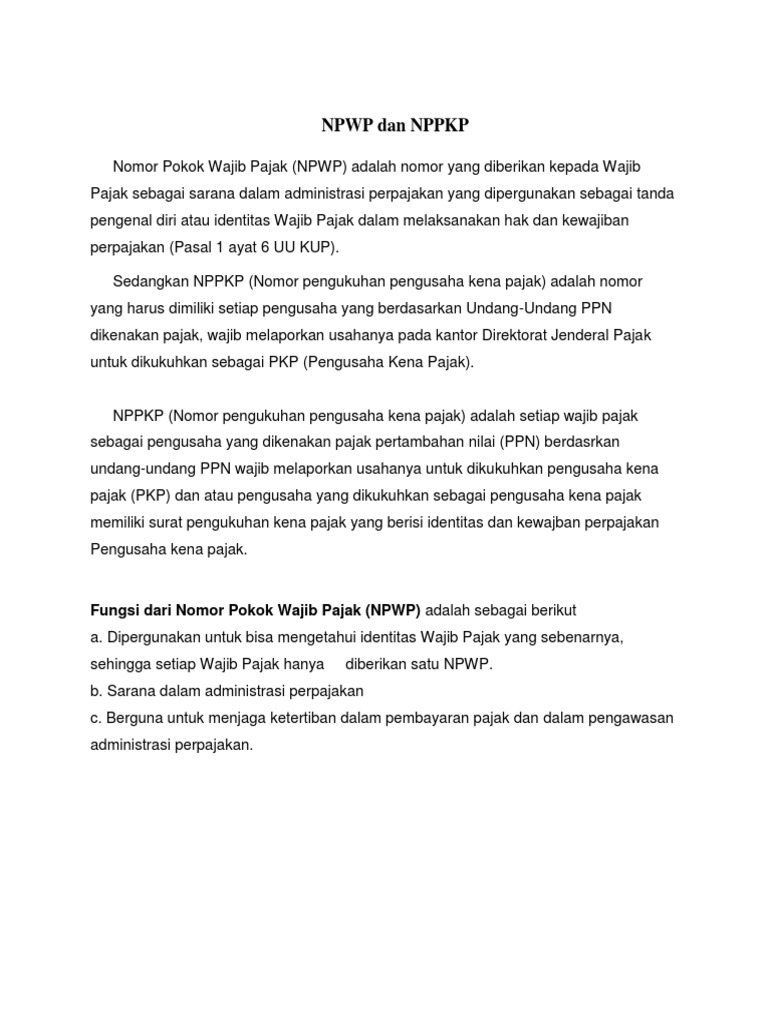 Panduan Lengkap NPWP dan NPPKP | PDF | Bisnis | Hukum