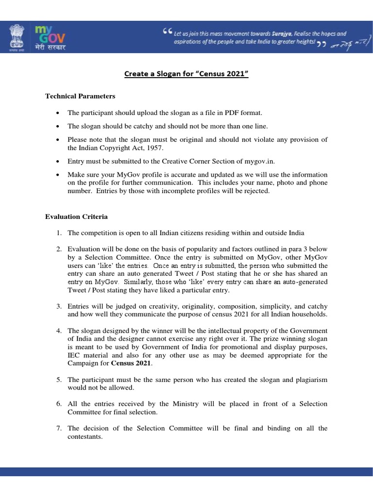 Create A Slogan For "Census 2021": Technical Parameters | PDF | Social ...