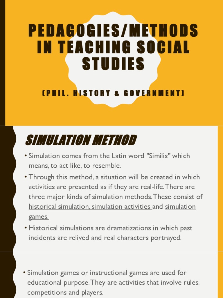 Effective Teaching Methods for Social Studies | PDF | Simulation | Teachers