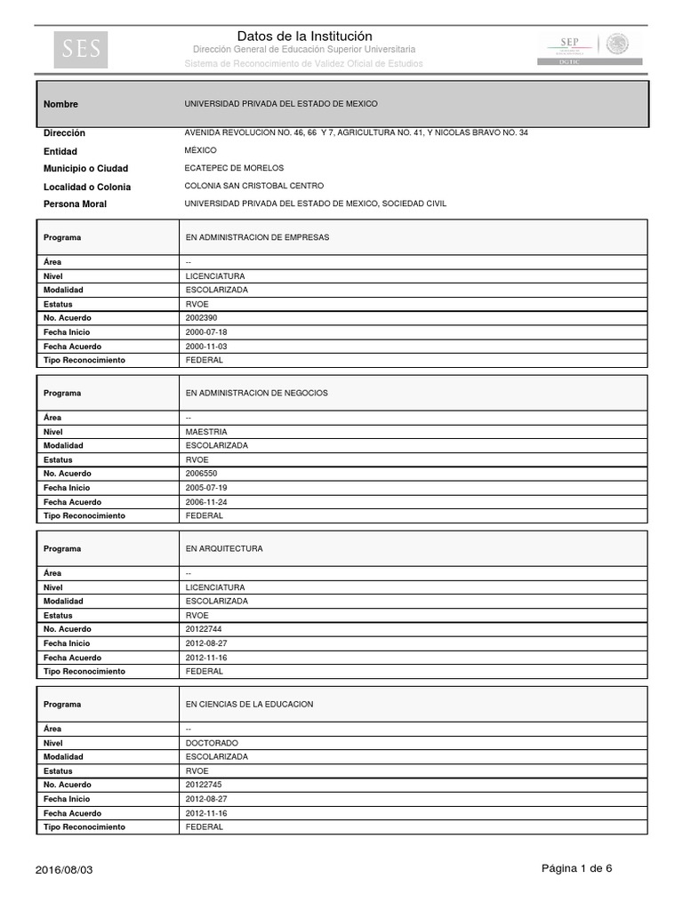 Carreras y Programas de la UPEM | PDF | México | Academia