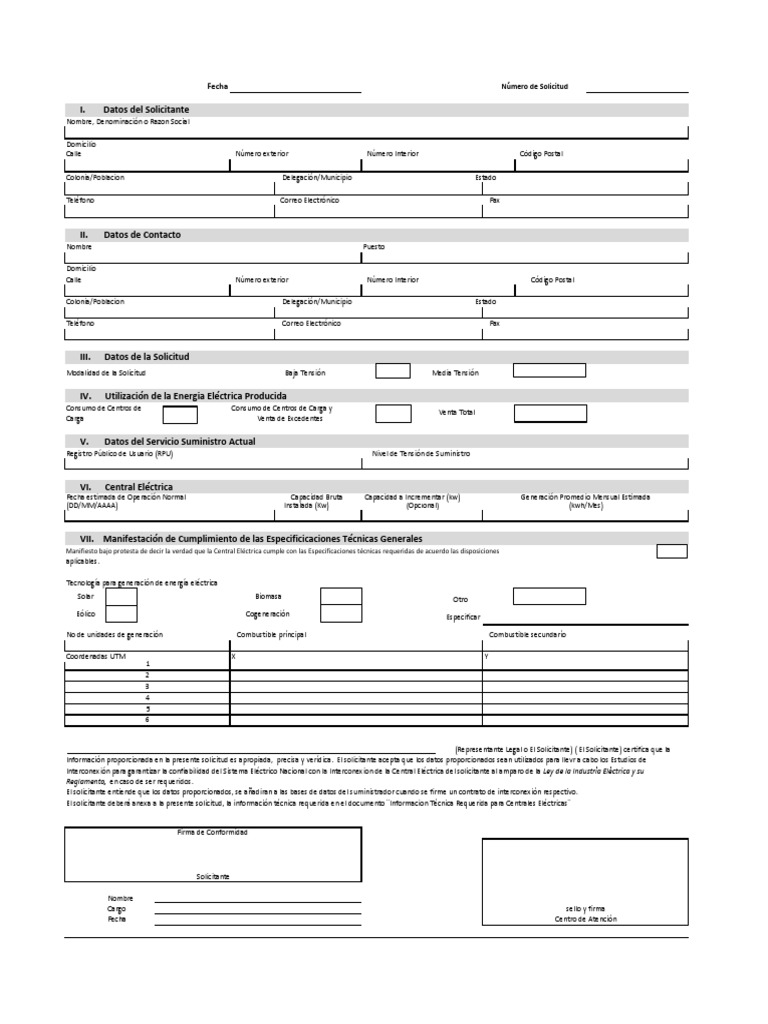 Solicitud de Interconexion Formato 2 PDF | PDF | Generación eléctrica | Electricidad