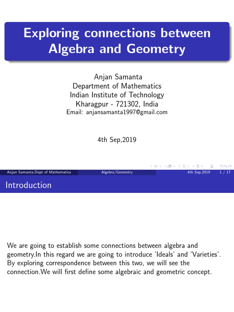 Algebra-Geometry Connections Explained | PDF | Field (Mathematics ...