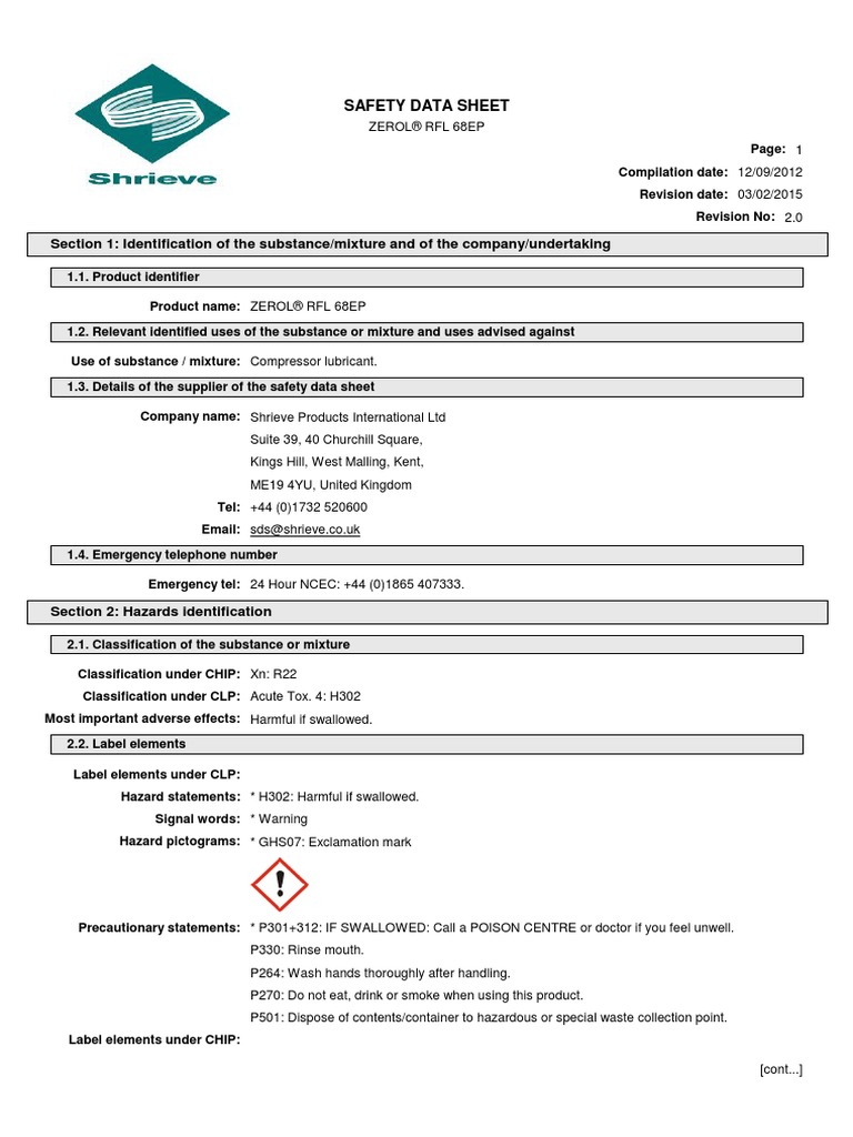Zerol RFL 68 Ep 1 | PDF | Toxicity | Personal Protective Equipment