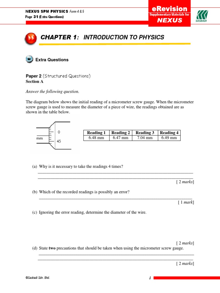 Chapter 1: Introduction To Physics: Extra Questions | PDF | Technology & Engineering