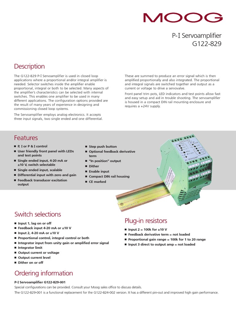 Moog G122-829-001 - Catalog1 | PDF | Amplifier | Feedback